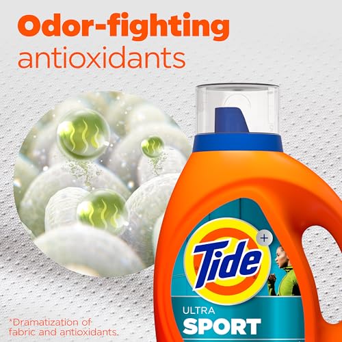 Tide Plus Febreze Sport Odor Defense Liquid Laundry Detergent Soap, HE Compatible, 94 Loads, 132 fl oz
