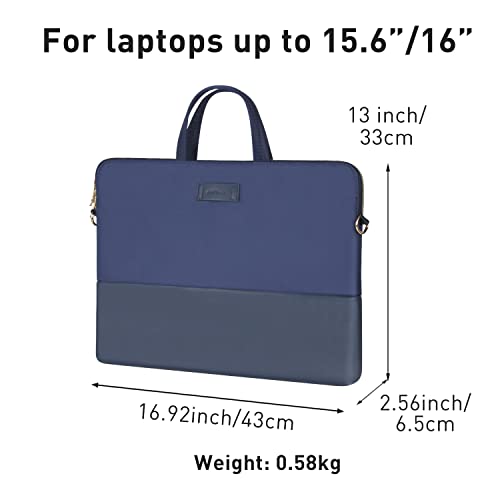 Laptop Bag for Women 15.6-Inch Carrying - Computer Bag Laptop Case Shoulder Slim Work Travel (Blue)