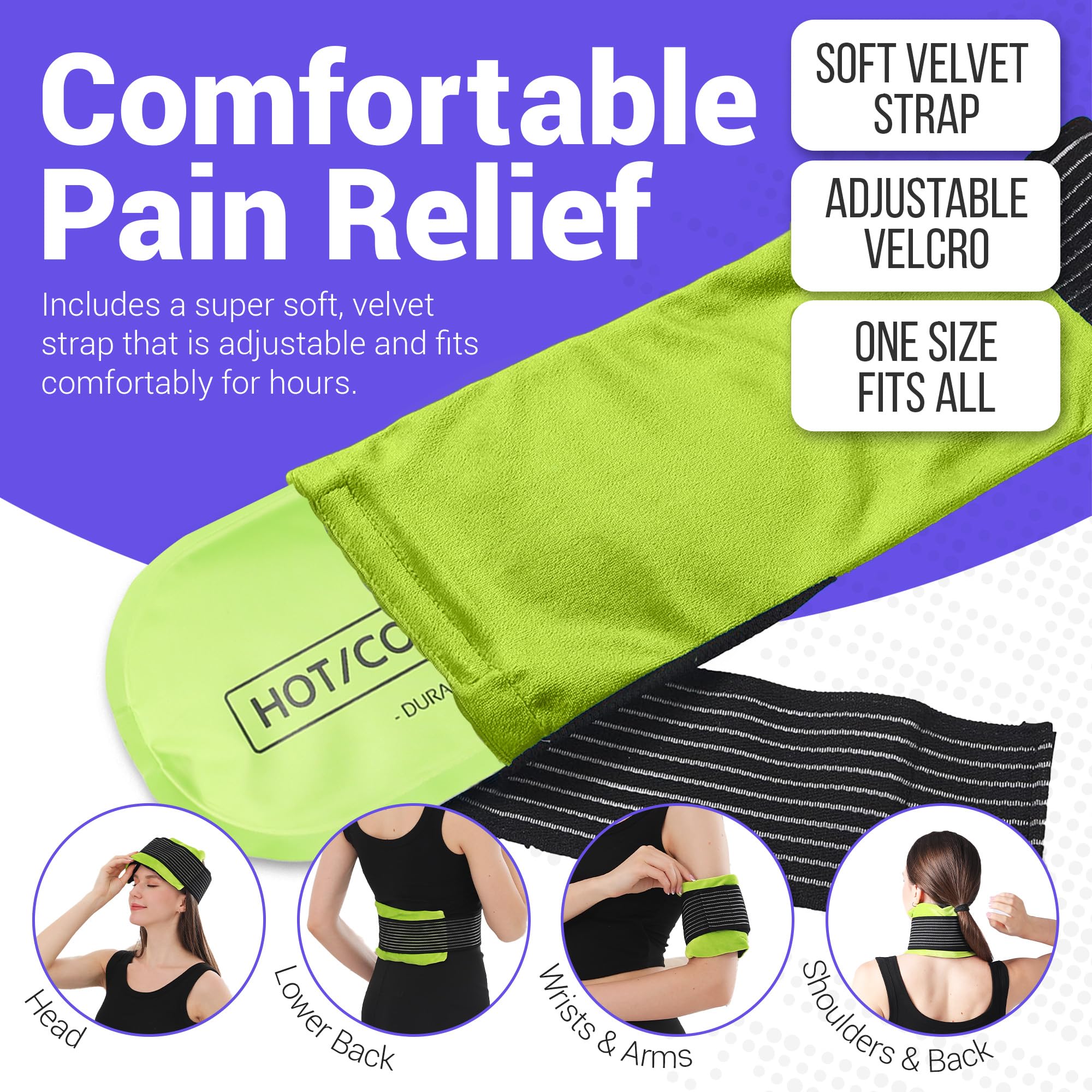 Reusable Hot and Cold Gel Ice Pack Wrap (4 Pack) for Injuries | Adjustable & Flexible for Knees, Back, Shoulders, Arms, and Legs – Reusable
