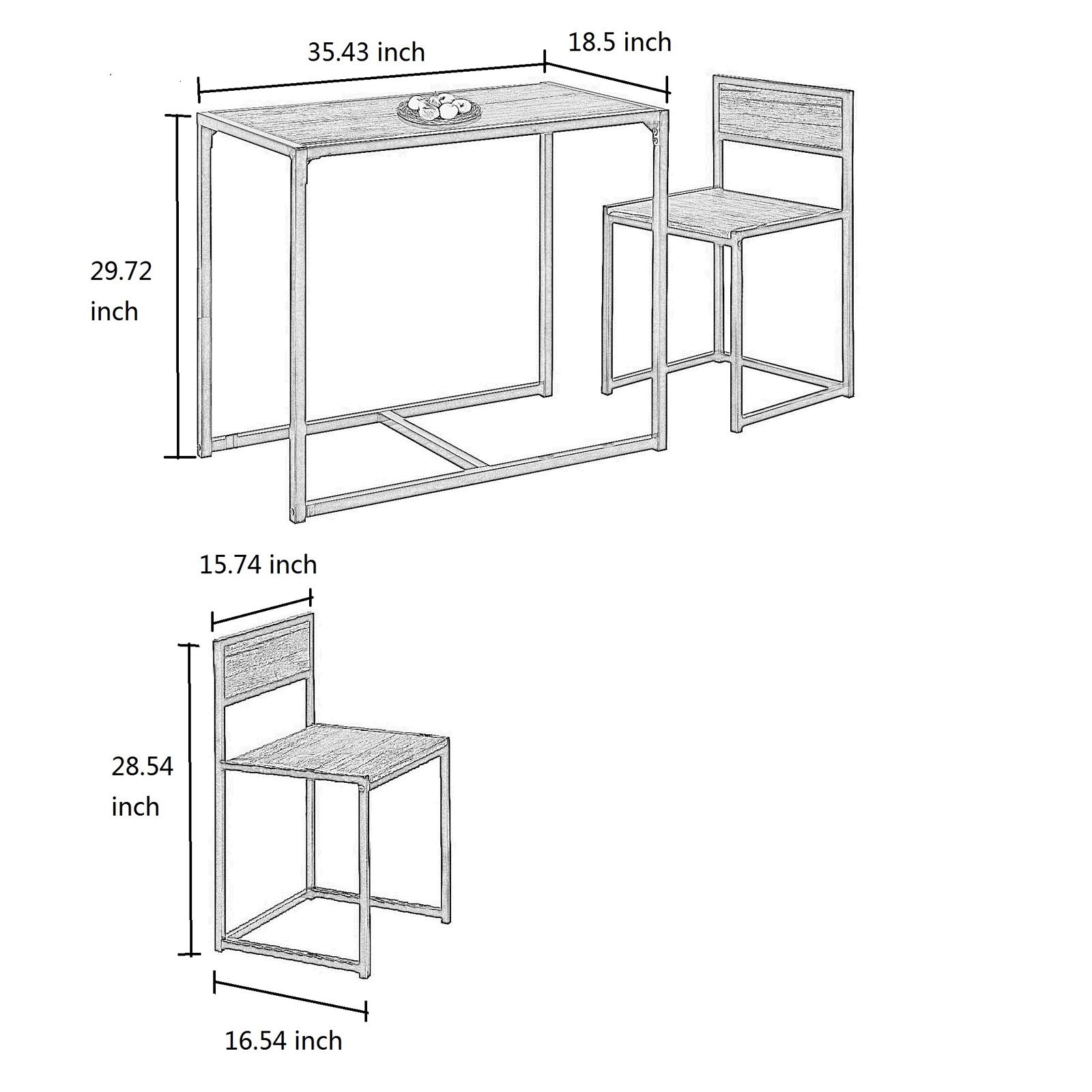 3-Piece Table and Chair Set - Compact Dining Bar Table Set Small Space for Kitchen Living Room Dinette Coffee Dining Breakfast Table Industrial Design