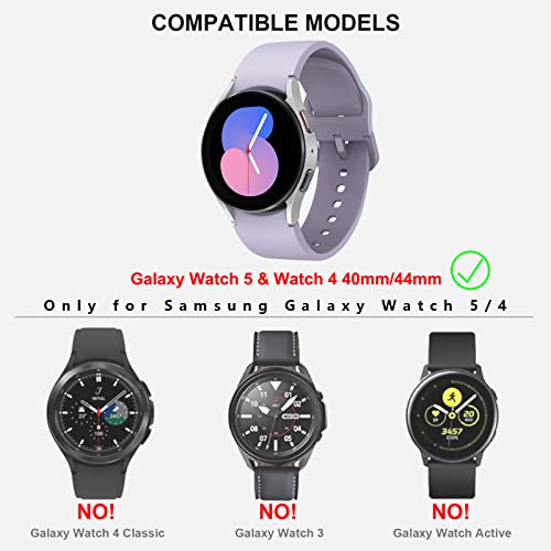 [5+5Pack] Samsung Galaxy Watch 5 2022 & Watch 4 2021 Screen Protector and Case 44mm, Kakufunny Anti-Fog Face Cover Tempered Glass Film & Hard PC Protective Bumper for Galaxy Watch 44 mm, Accessories