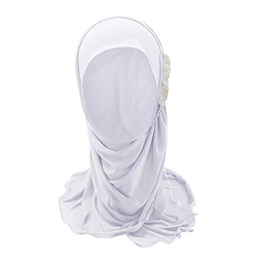 Girls Hijab Head Wrap Muslim Turban Islamic Scraf One Piece Shawls with Flowers