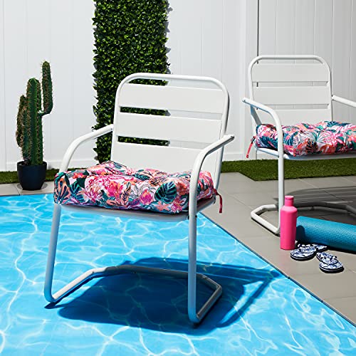 Classic Accessories for Vera Bradley Water-Resistant Patio Chair Cushions, 19 x 19 x 5 Inch, 2 Pack, Rain Forest Canopy Coral