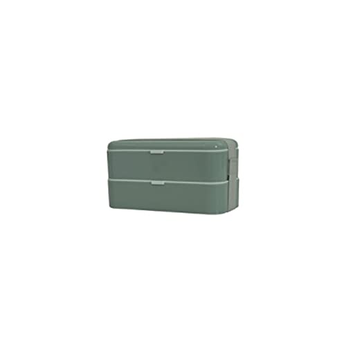 OAKITA Bento Lunch Box Safe Lunch Box, and Reusable Flatware Utensils, Stackable, Dishwasher and Microwave Oven, 2 Compartments (Color : Green)