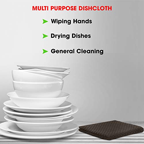 TALVANIA Dishcloths for Kitchen Cotton Terry Dish Cloths 12 Pack Soft and Absorbent Cleaning Dish Rag 12” X 12” Small Dish Towels (Brown)