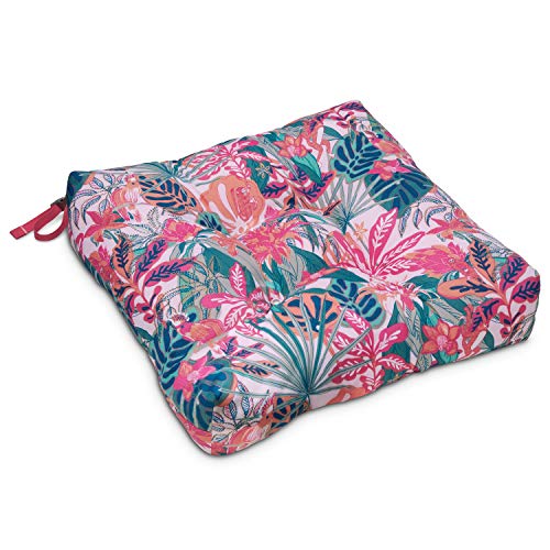Classic Accessories for Vera Bradley Water-Resistant Patio Chair Cushions, 19 x 19 x 5 Inch, 2 Pack, Rain Forest Canopy Coral