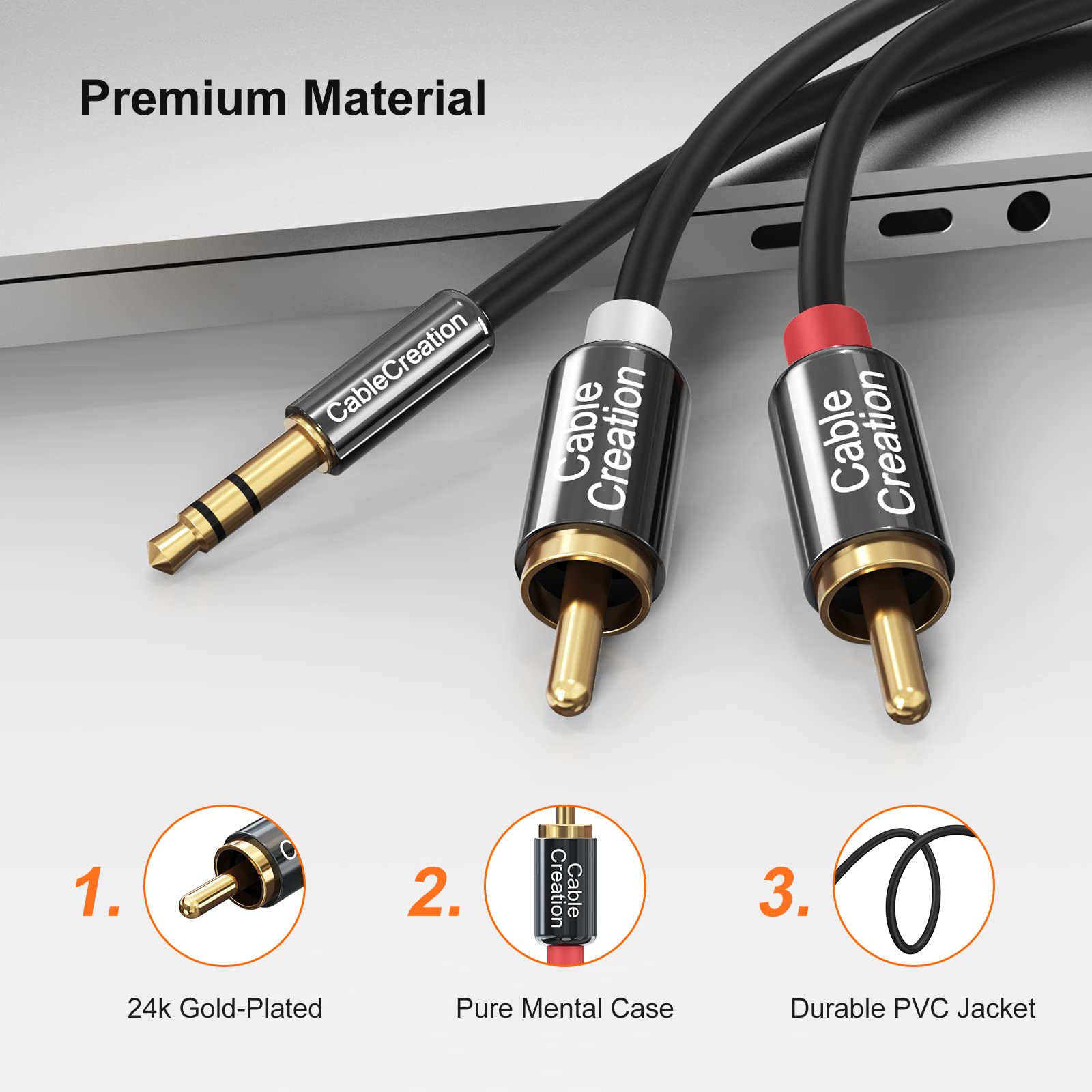 CableCreation 3.5ft 3.5mm to RCA Cable, Stereo Y Splitter Cord for Echo Dot, Smartphone, MP3, Tablet, Speaker, HDTV
