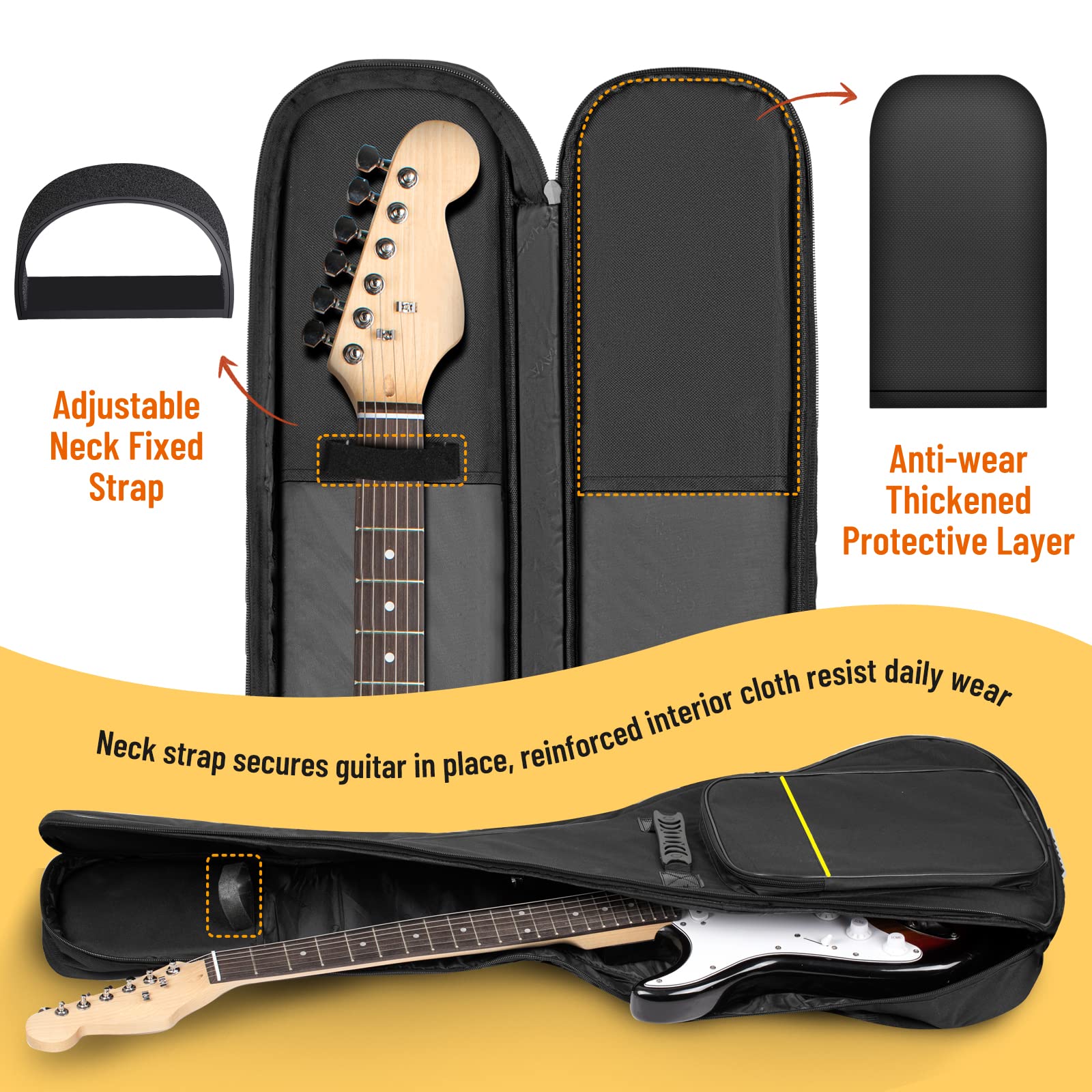 CAHAYA Electric Guitar Bag Gig Bag 6mm Padding Backpack Padded Soft Guitar Case Black CY0226