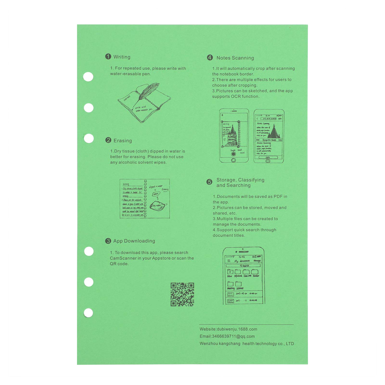 A5 Smart Waterproof Notebook Loose-Leaf Journal Erasable Notebook Mori Rock Paper Repeat Portable Unisex Notebook Includes Special Erasable Pen