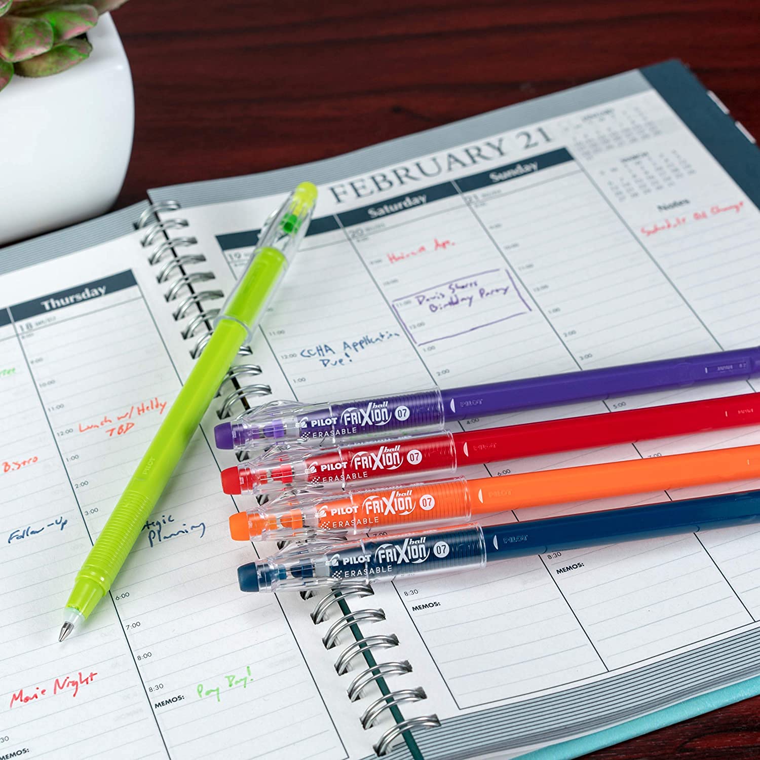 Pilot, FriXion ColorSticks Erasable Gel Ink Pens, Fine Point 0.7 mm, Pack of 8, Black & Blue