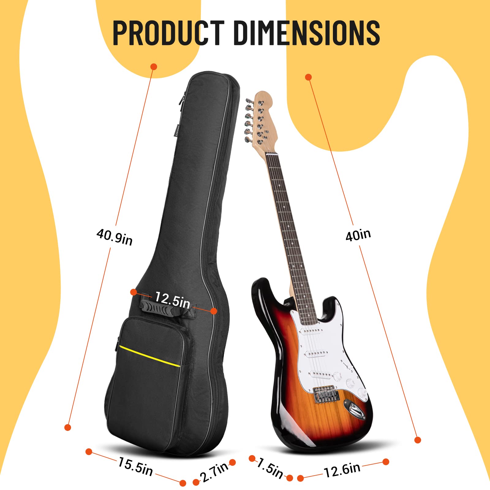 CAHAYA Electric Guitar Bag Gig Bag 6mm Padding Backpack Padded Soft Guitar Case Black CY0226