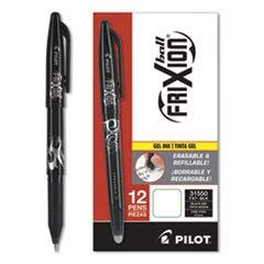 Wholesale CASE of 25 - Pilot FriXion Ball Erasable Gel Pens-Rollerball Gel Pen, Erasable, Fine, Black Barrel/Ink
