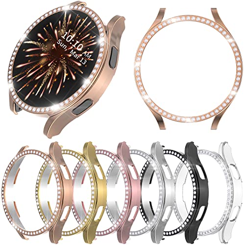 RICHONE [6Pack] Bling Case Compatible with Samsung Galaxy Watch 4 40mm 44mm Protector, Diamonds Cover Hard PC Bumper Frame (6 Colors, Watch 4 40mm)