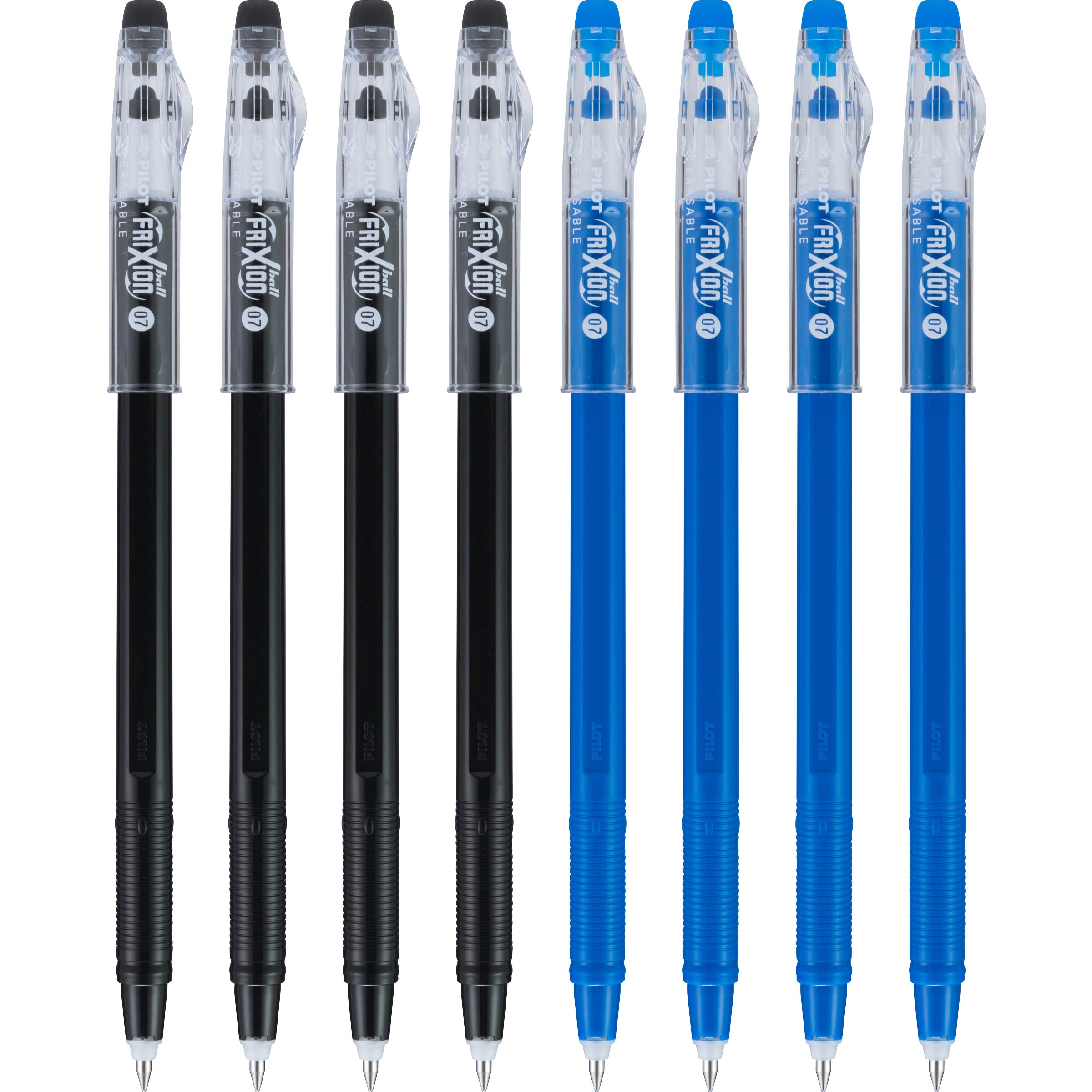 Pilot, FriXion ColorSticks Erasable Gel Ink Pens, Fine Point 0.7 mm, Pack of 8, Black & Blue