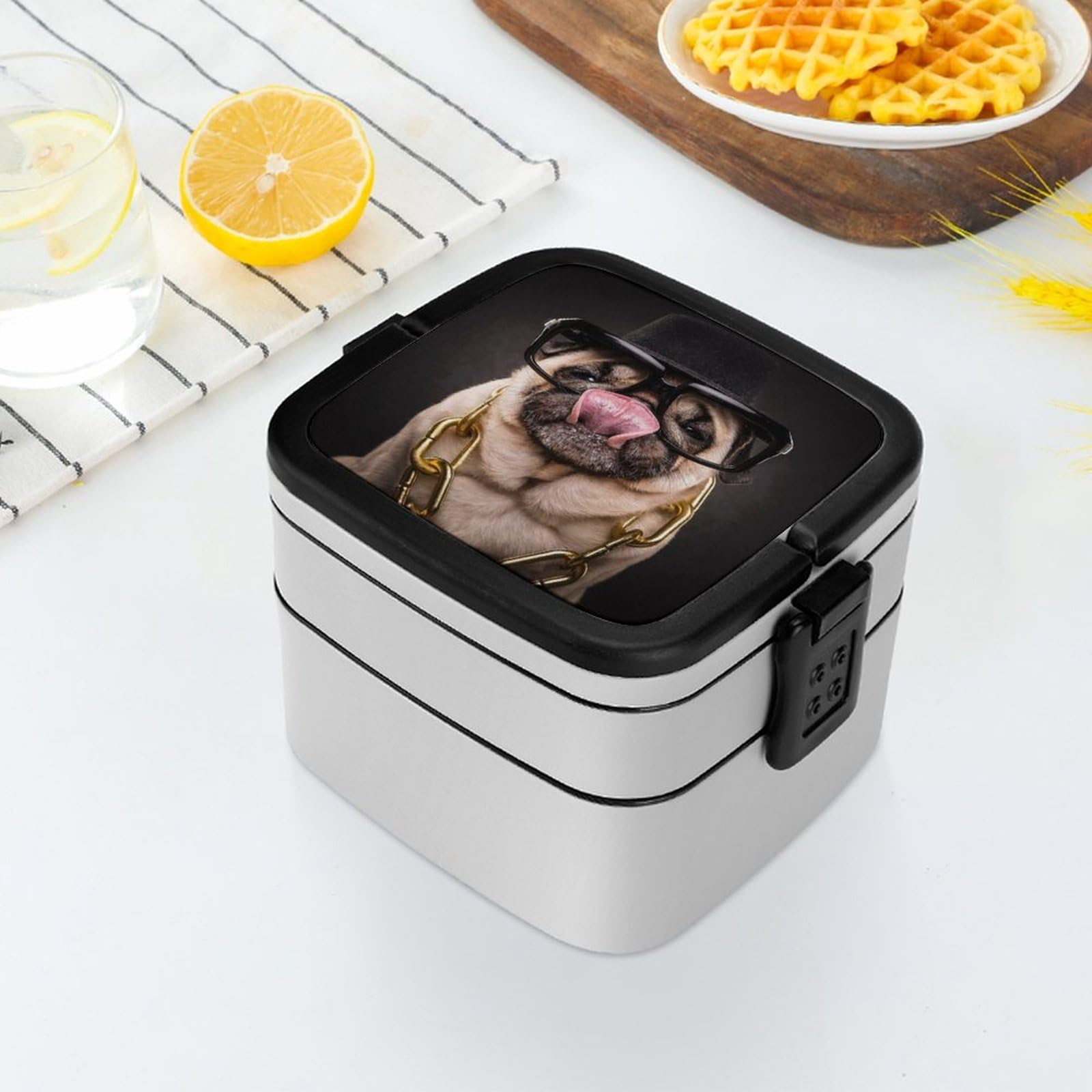 Selinactive Bento Lunch Box with 2 Compartments Leak-Proof Food Containers with Spoon