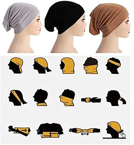 3 Pieces Women Under Scarf Hat Cap Bone Bonnet Hijab Islamic Neck Cover Muslim Under Scarf Hijab Cap Wine