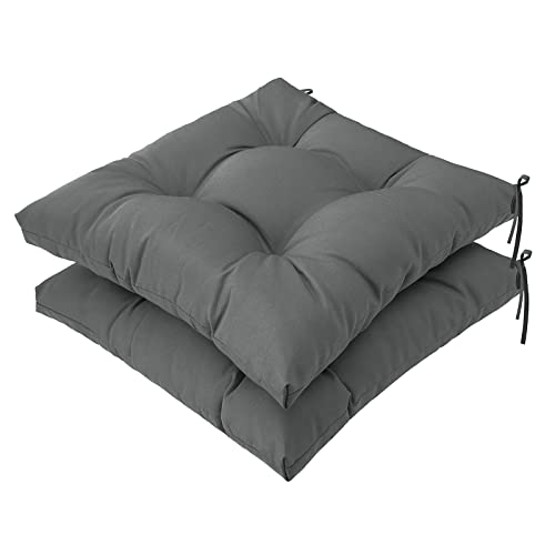 Tiita Outdoor/Indoor Seat Cushion with Ties Waterproof Wicker Seat Chair Cushion Memory Foam Patio Chair Pads for All-Weather Wicker Dinettes/Antique Porch Swings and Porch Rocker (Dark Grey)