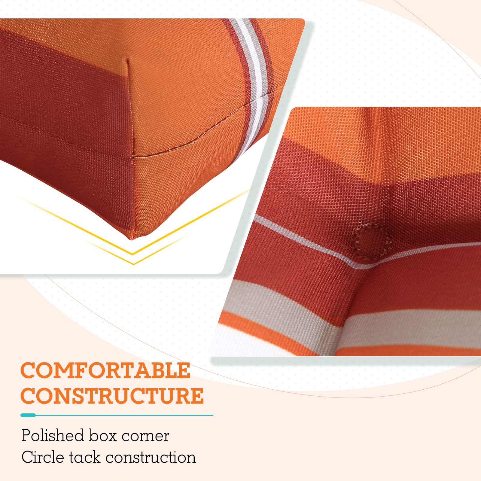 EAGLE PEAK Tufted Outdoor/Indoor High Back Patio Chair Cushions, Set of 2, 46'' x 22'', Red Stripes