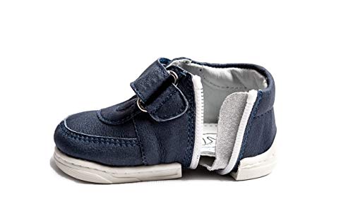 Happy Baby Zippy Shoes, Infant/Toddler, Boys Girls, First Walking Shoes, Unique Zipper Design (Age 6-12 Months (4.8 inches, US Size 4), Sneakers Blue)