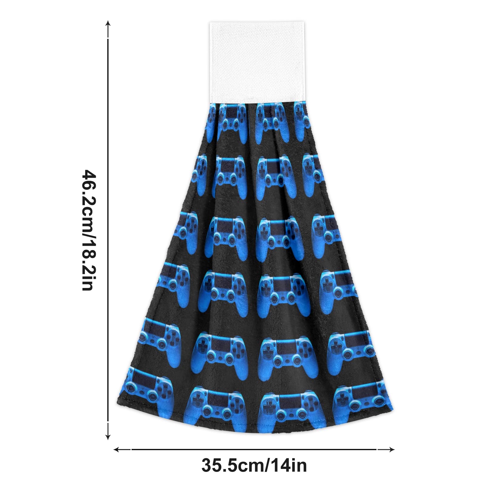 Oyihfvs Video Game Joystick Gamepad in Blue Neon Lights Isolated on Black 2 Pcs Hanging Kitchen Hand Towel, Soft Face Bath Towel, Fast Drying Cleaning Towels with Hook & Loop Home Washcloth Dishcloth