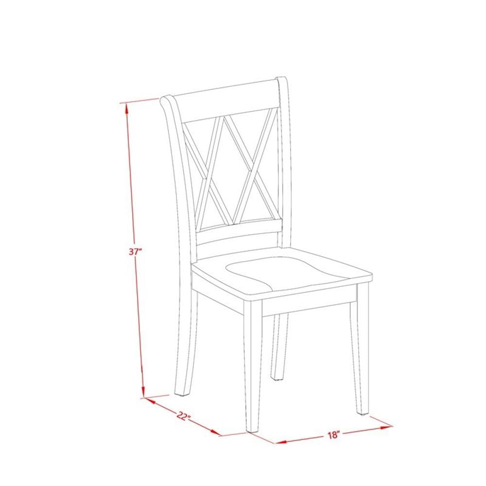 East West Furniture NOCL5-MAH-W 5 Piece Dining Set Includes a Rectangle Dining Table with Butterfly Leaf and 4 Kitchen Chairs, 32x54 Inch, Mahogany