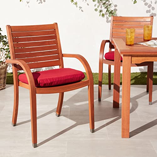 Pillow Perfect - 355528 Outdoor/Indoor Pompeii Round Corner Seat Cushions, 18.5" x 15.5", Red, 2 Pack