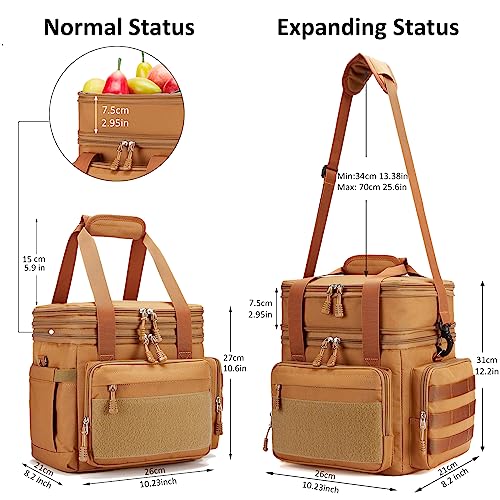 Gafetrey Large Tactical Lunch Box for Men, Insulated Lunch Bag Adult, Thermal Lunchbox Leakproof Waterproof Cooler Bag, Extra Large Lunch Pail for Work Office Camping