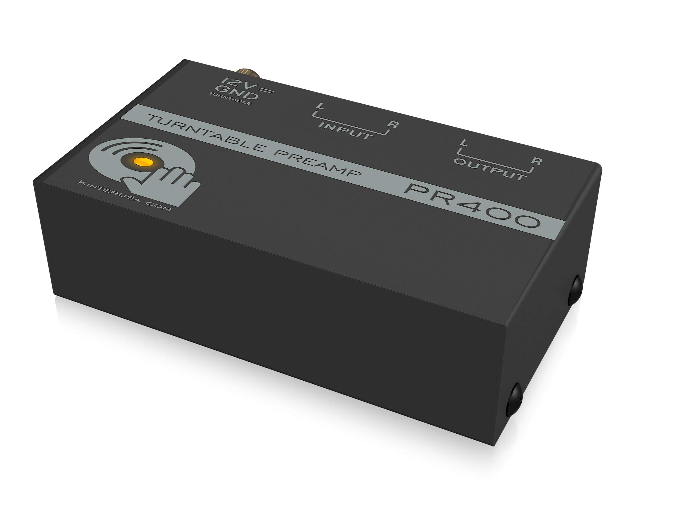 Kinter PR400 Ultra Compact Phono Vinyl Turntable Preamp - Mini Electronic Audio Stereo Phonograph Preamplifier with Gold Plated RCA Input and Outputs & Low Noise Operation 12 Volt DC Adapter Included