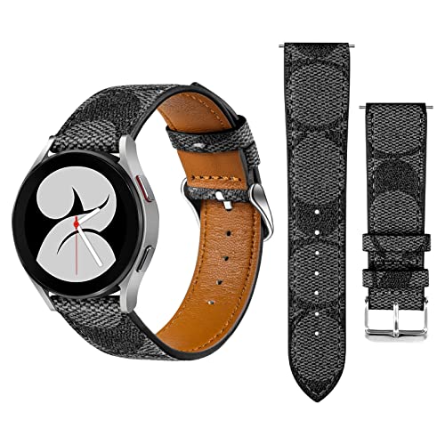 Leather Bands Compatible with Samsung Galaxy Watch 5/4 40mm 44mm/Watch 5 Pro 45mm/Watch 4 Classic 42mm 46mm, 20mm Luxury Retro Leather Straps for Galaxy Active 2 40mm 44mm/Watch 3 41mm Women Men