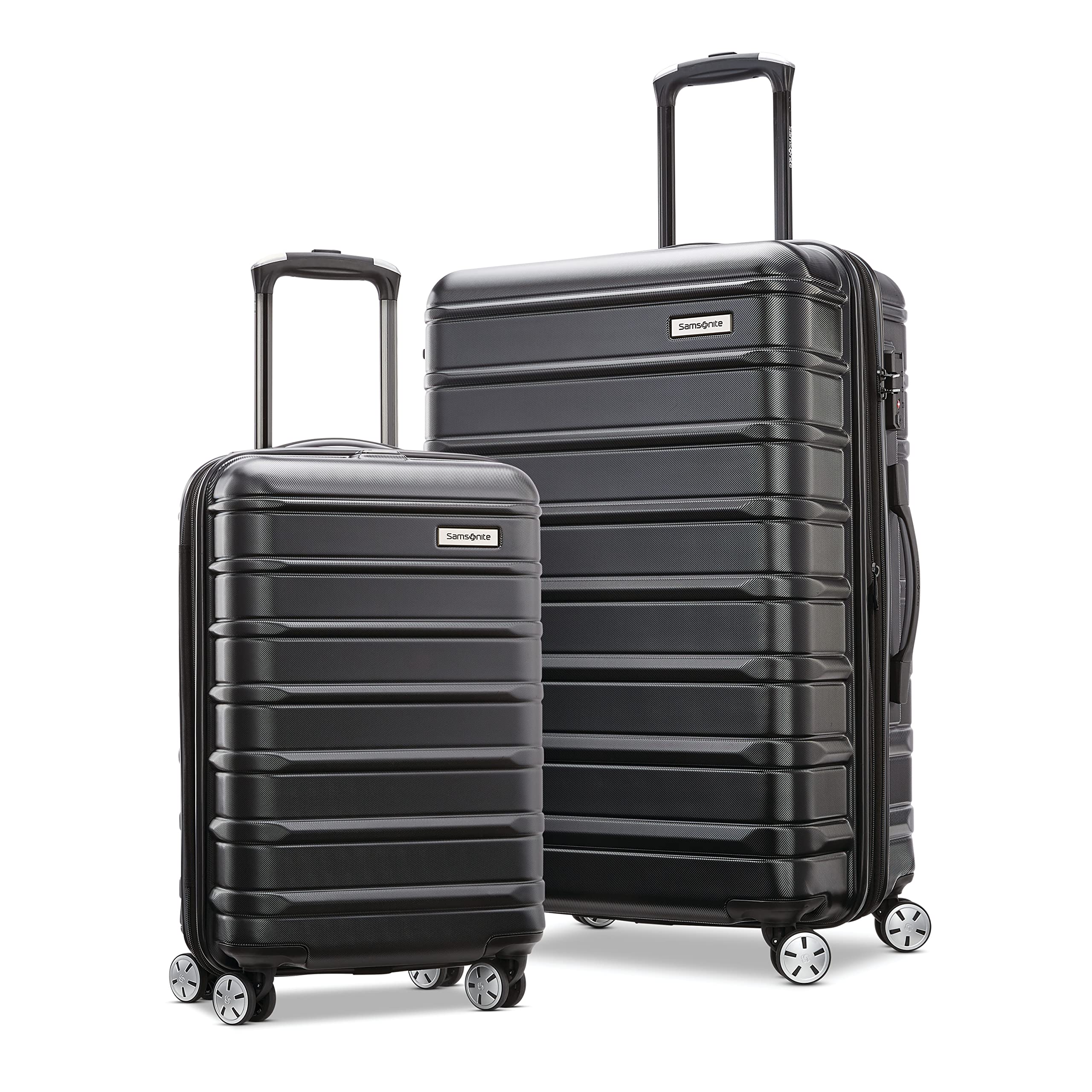 Samsonite Omni 2 Hardside Expandable Luggage with Spinner Wheels, 2-Piece Set (19/24), Midnight Black