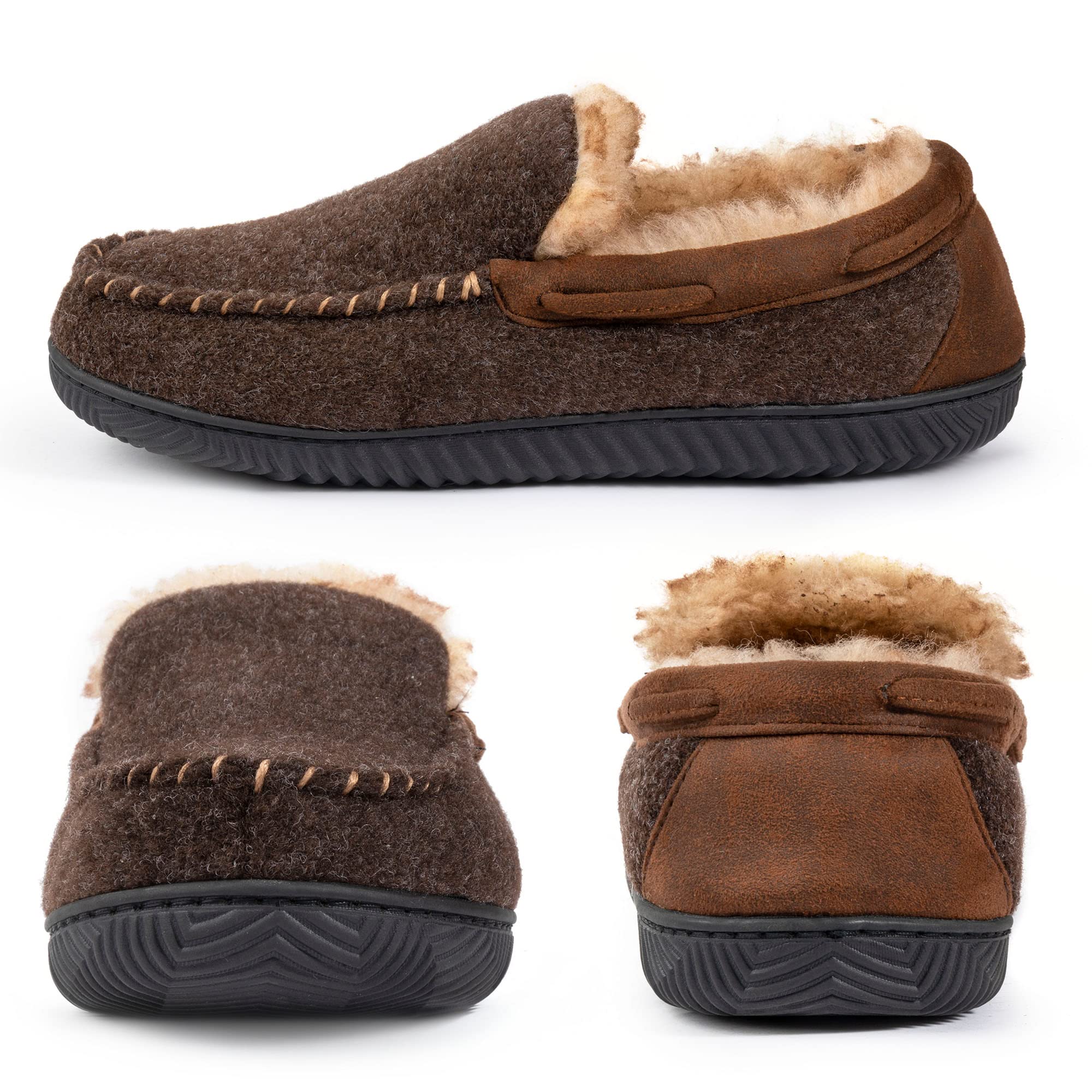 RockDove Men's Hearthfire Memory Foam Moc Slipper, Size 8 US Men, Mocha