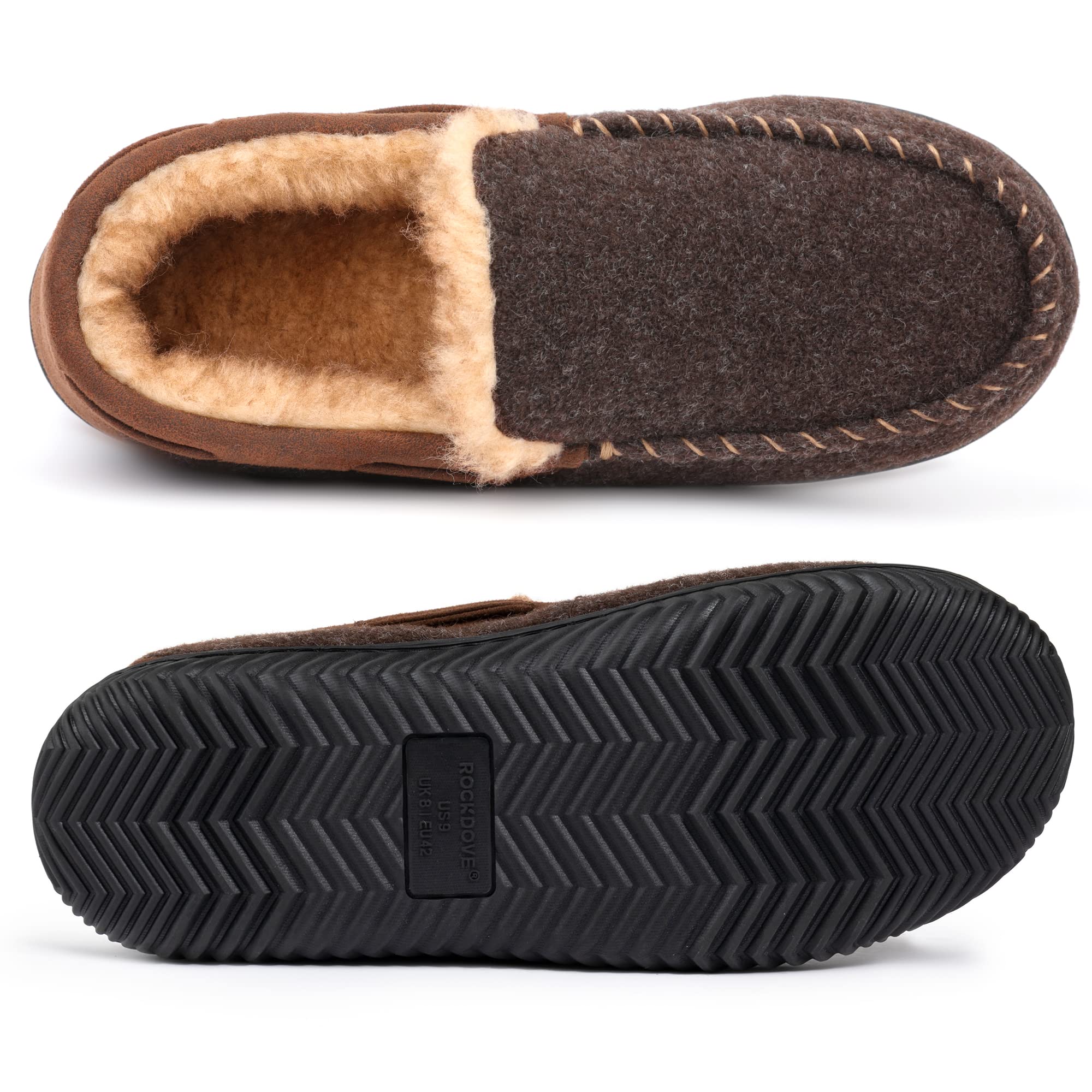 RockDove Men's Hearthfire Memory Foam Moc Slipper, Size 8 US Men, Mocha