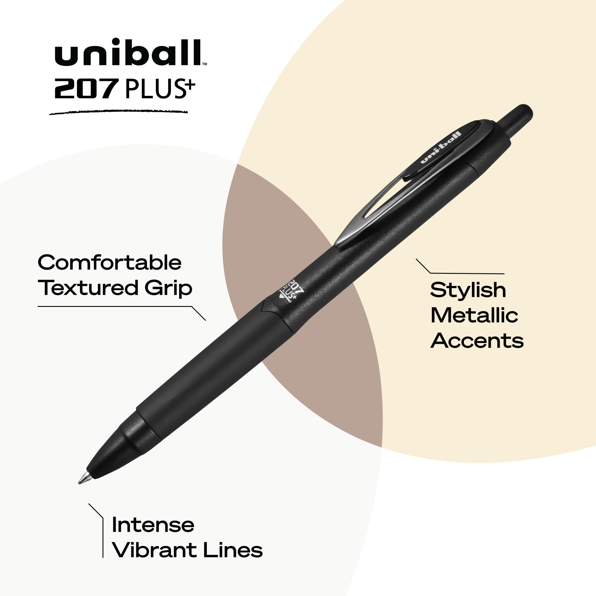 uniball 207 Plus+ Retractable Gel Pens 36 Pack in Black with 0.7mm Medium Point Pen Tips - Uni-Super Ink+ is Smooth, Vibrant, and Protects Against Water, Fading, and Fraud