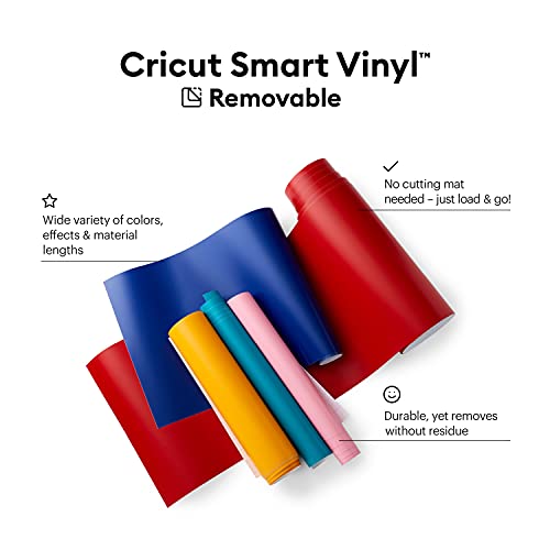 Cricut Smart Removable Vinyl (13in x 3ft, White) for Cricut Explore 3 and Maker 3, Recommended for Indoor DIY Crafts, Decor Projects, Decals, Stickers & More, Leaves No Residue
