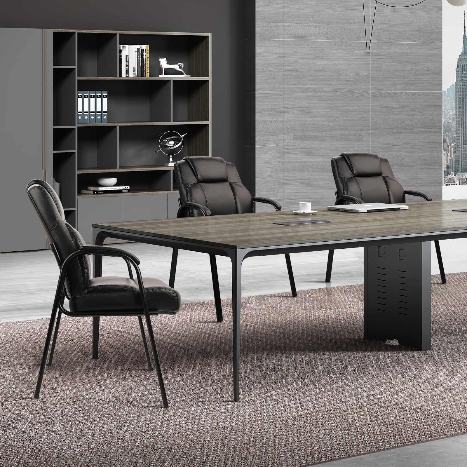 CLATINA Big & Tall 500 lb. Guest Chair, Leather Reception Chairs with Padded Arm Rest for Waiting Room Office Home and Meeting Conference-Black