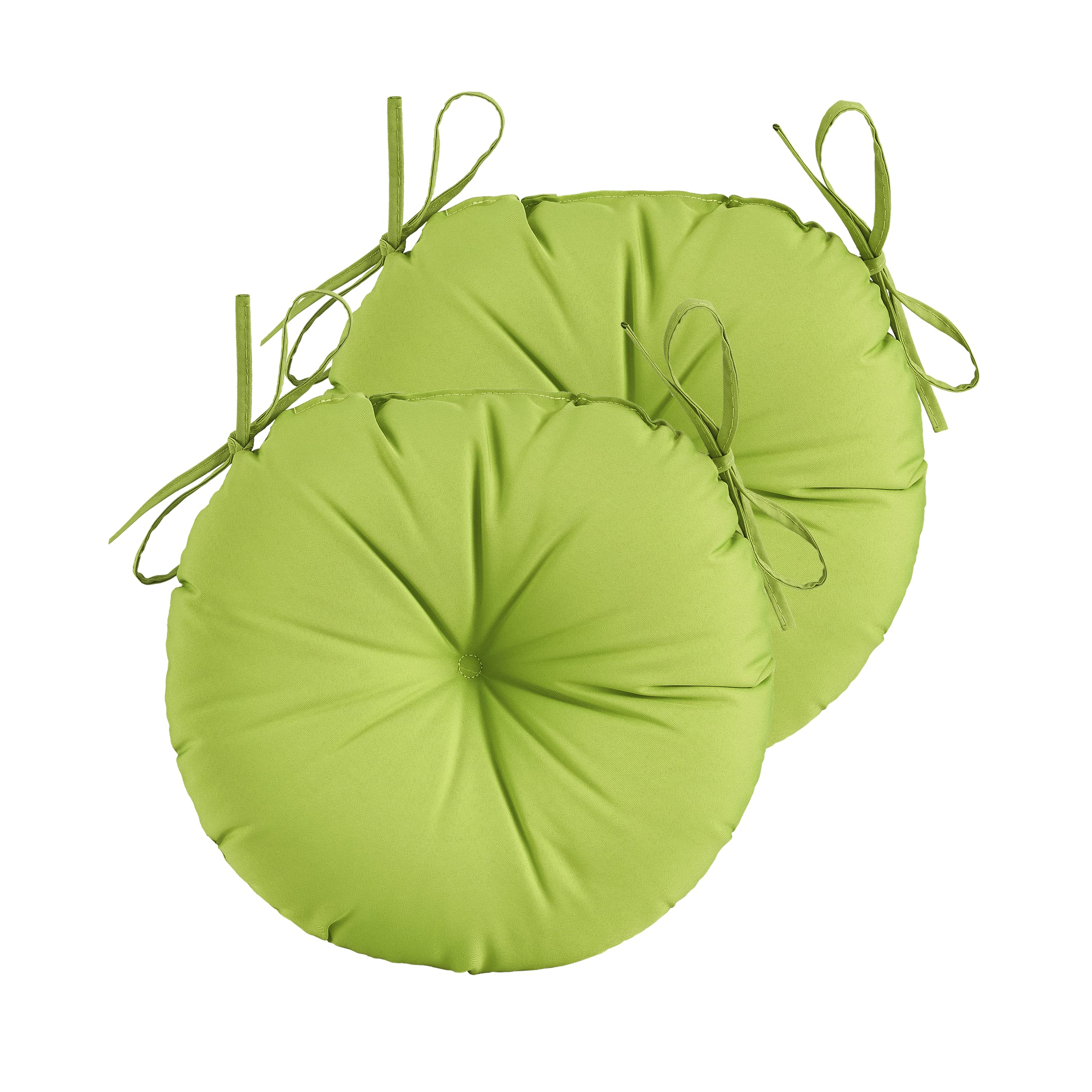 YOOZEKU Outdoor Round Bistro Chair Cushions,15 inch Round Seat Cushions with Ties for Outdoor Patio Chairs,Set of 2,Lime Green