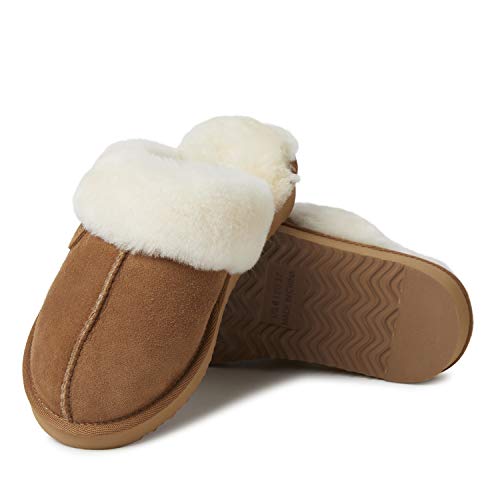 EZ Feet Women's Shearling Scuffs Fluffy Breathable Slip-On Slippers Size 8 Chestnut