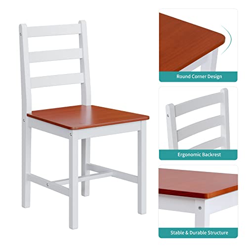 Alohappy 5 Piece Kitchen Table and Chairs Set for 4, Rectangular Pinewood Dining Table Set for Dining Room, Kitchen Room Furniture, Space-Saving & Easy Assembly (Red)