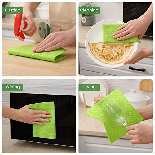 Homaxy Swedish Dishcloths for Kitchen, 10 Pack Reusable and Washable Cellulose Sponge Cloths Dish Towels, Absorbent and No Odor Paper Towels for Dishes & Counters, Assorted