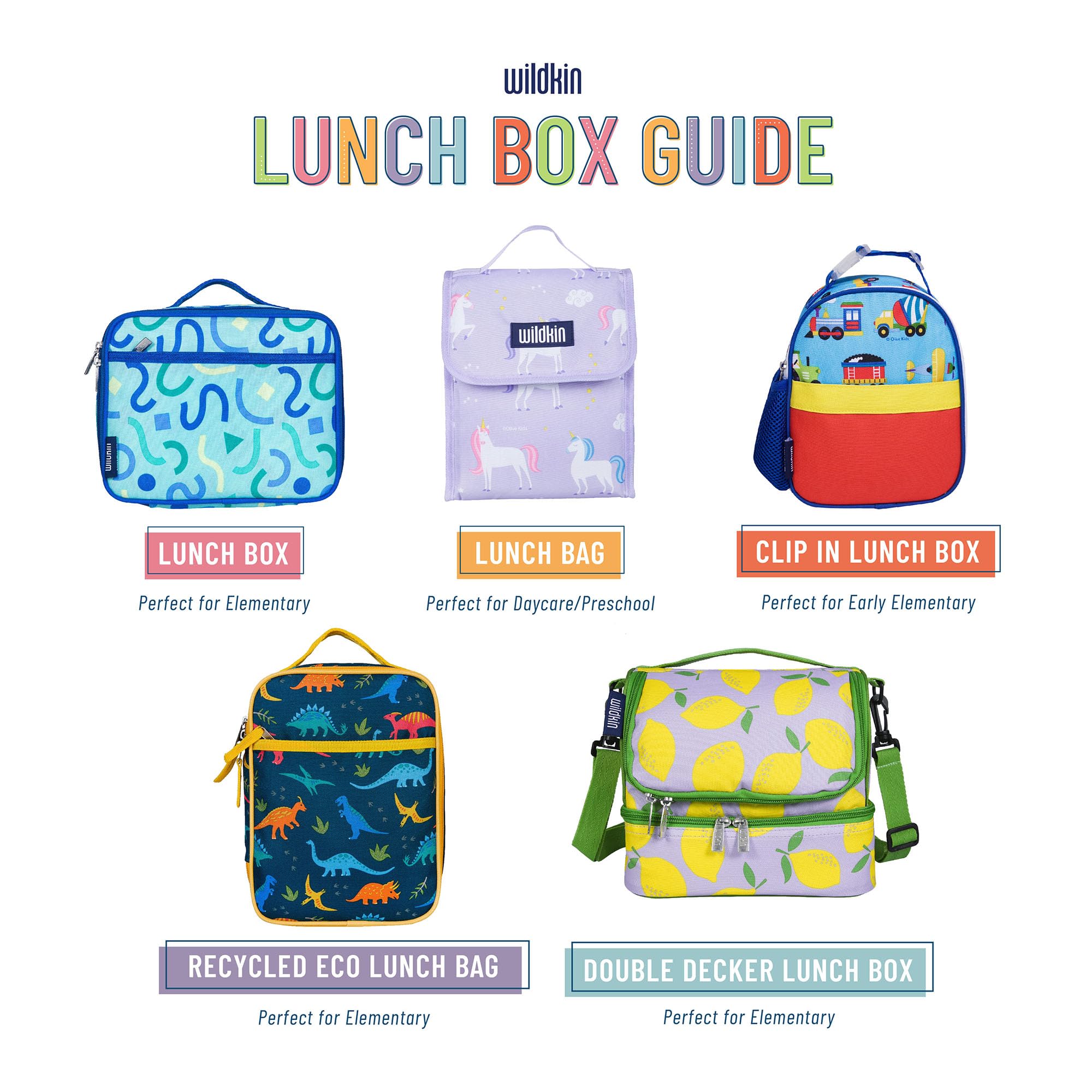 Wildkin Two Compartment Insulated Lunch Bag for Kids – School & Travel Ready - Rainbow Hearts