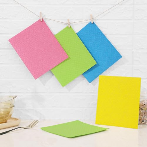 Homaxy Swedish Dishcloths for Kitchen, 10 Pack Reusable and Washable Cellulose Sponge Cloths Dish Towels, Absorbent and No Odor Paper Towels for Dishes & Counters, Assorted