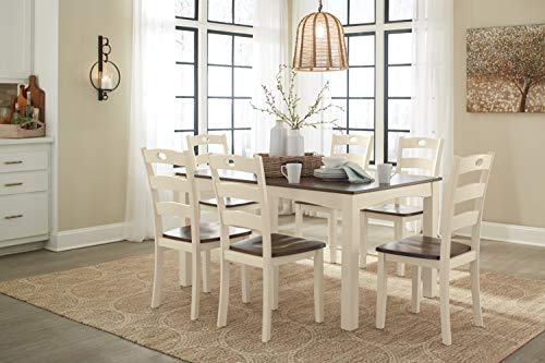 Signature Design by Ashley Woodanville 7 Piece Dining Room Set, Includes Table & 6 Chairs, Cream & Brown