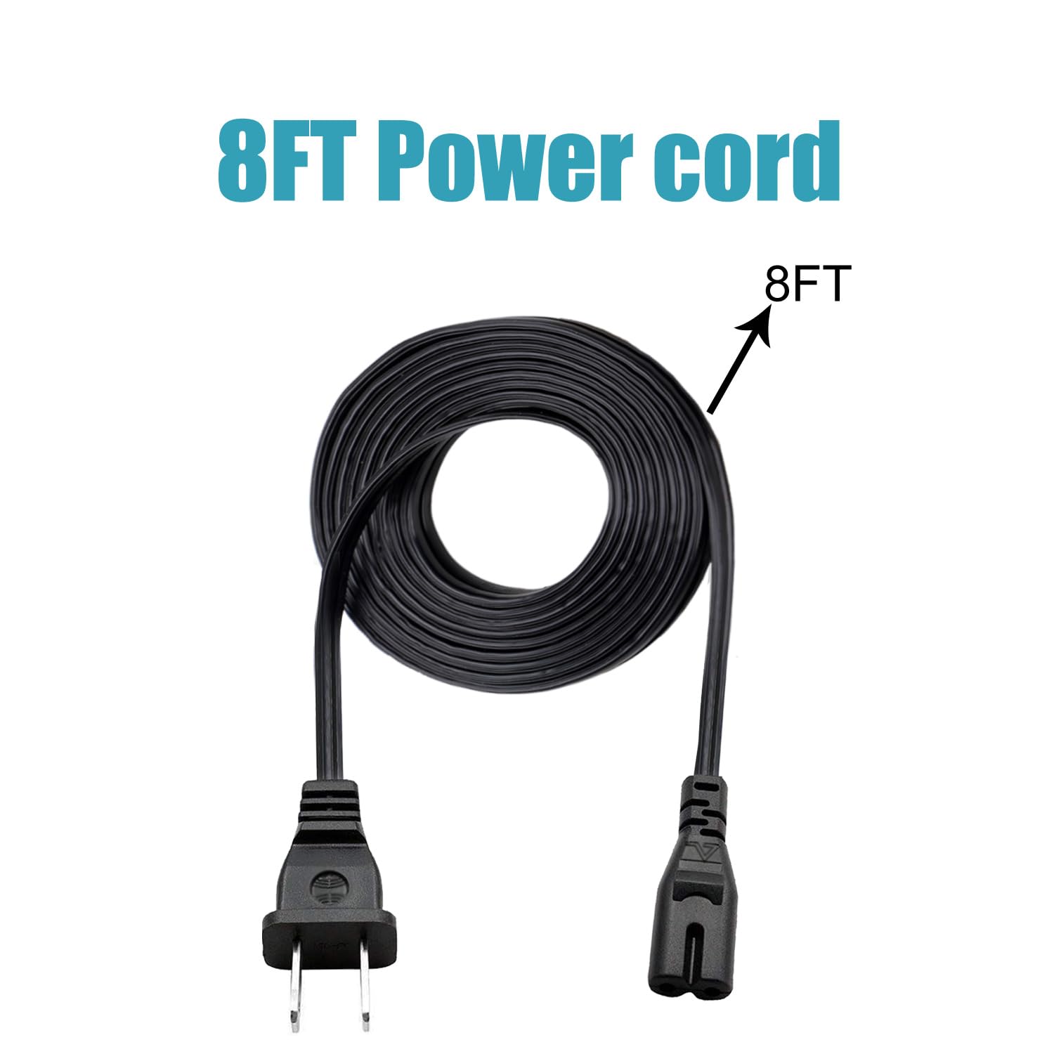 Power Cord Replacement for Samsung UN40 UN43 UN48 UN49 UN50 UN55 UN60 UN65 UN70 UN75 UN78 Series TV P/N 3903-000599 3903-000853 3903-001117 8ft AC Power Cable