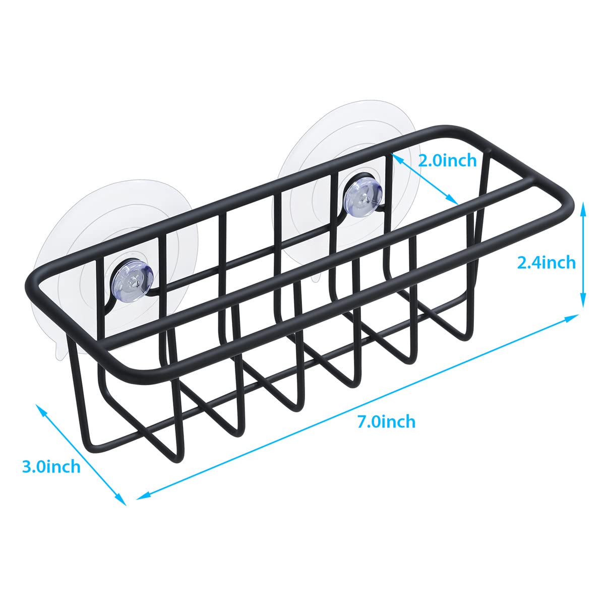 TESOT Sink Caddy Sponge Holder for Kitchen Sink Dish Cloth Hanger 2 Suspension Options(Suction Cups and Adhesive Hook), SUS304 Stainless Steel, Black