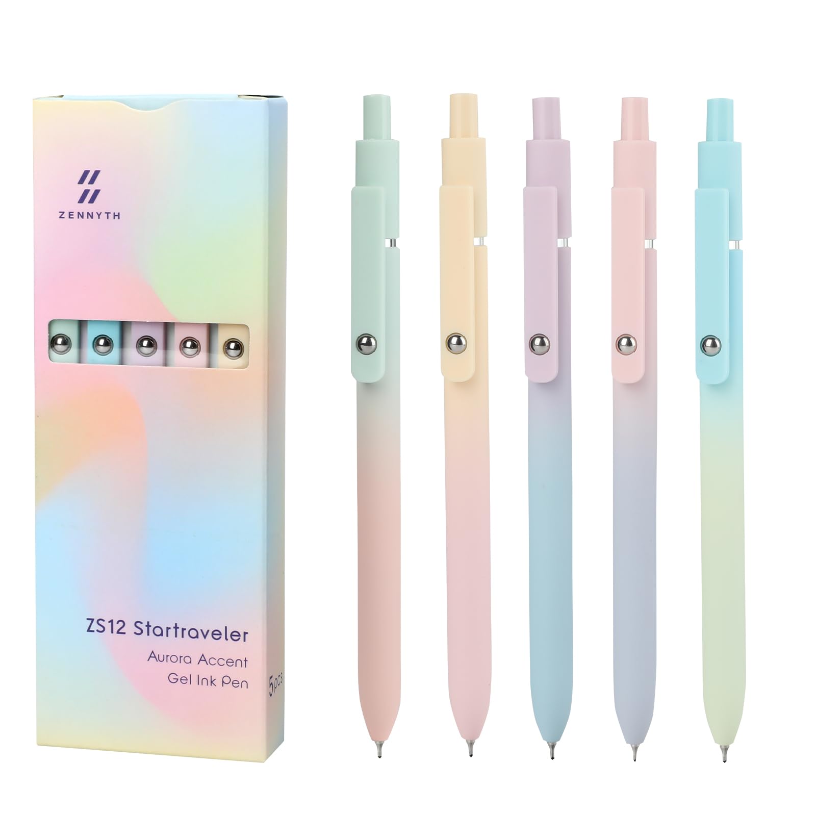 Ddaowanx Gel Pens, 5 Pcs 0.7mm Quick Dry Black Ink Pens Fine Point Smooth Writing Pens, Cute Office School Supplies Gifts for Women (5 Pcs Gradient-Black Ink)