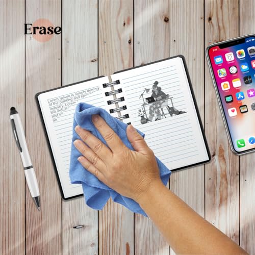 The Fusion Square A5 Smart Notebook Waterproof & Reusable 22-sheet Notepad, Scannable for Digital Use with Erasable Pen and Microfiber Wipe (5.8 x 8.3, Black)