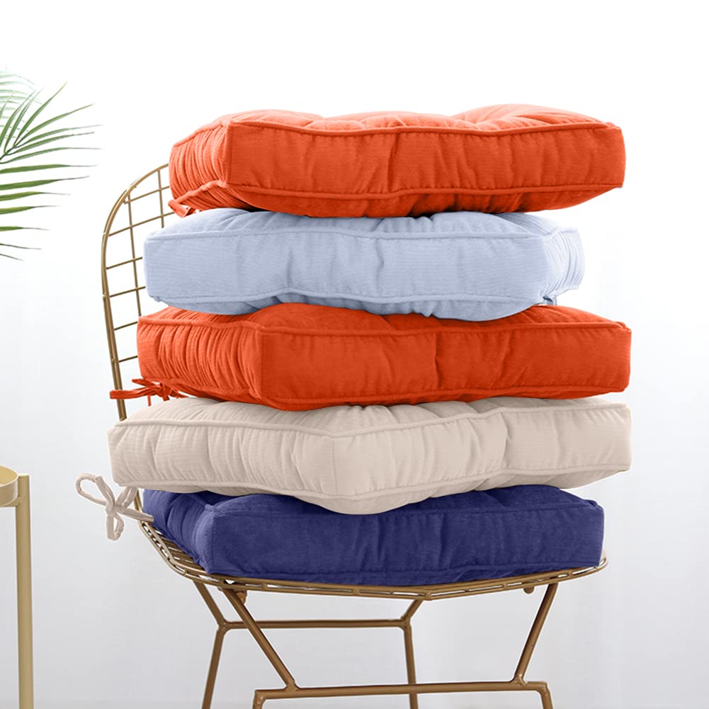 Furlide Chair Cushion with Ties 18 x 18 Inch Indoor Outdoor Cushions for Dining Chairs Set of 2, Square (Beige, 18 x 18 Inch)