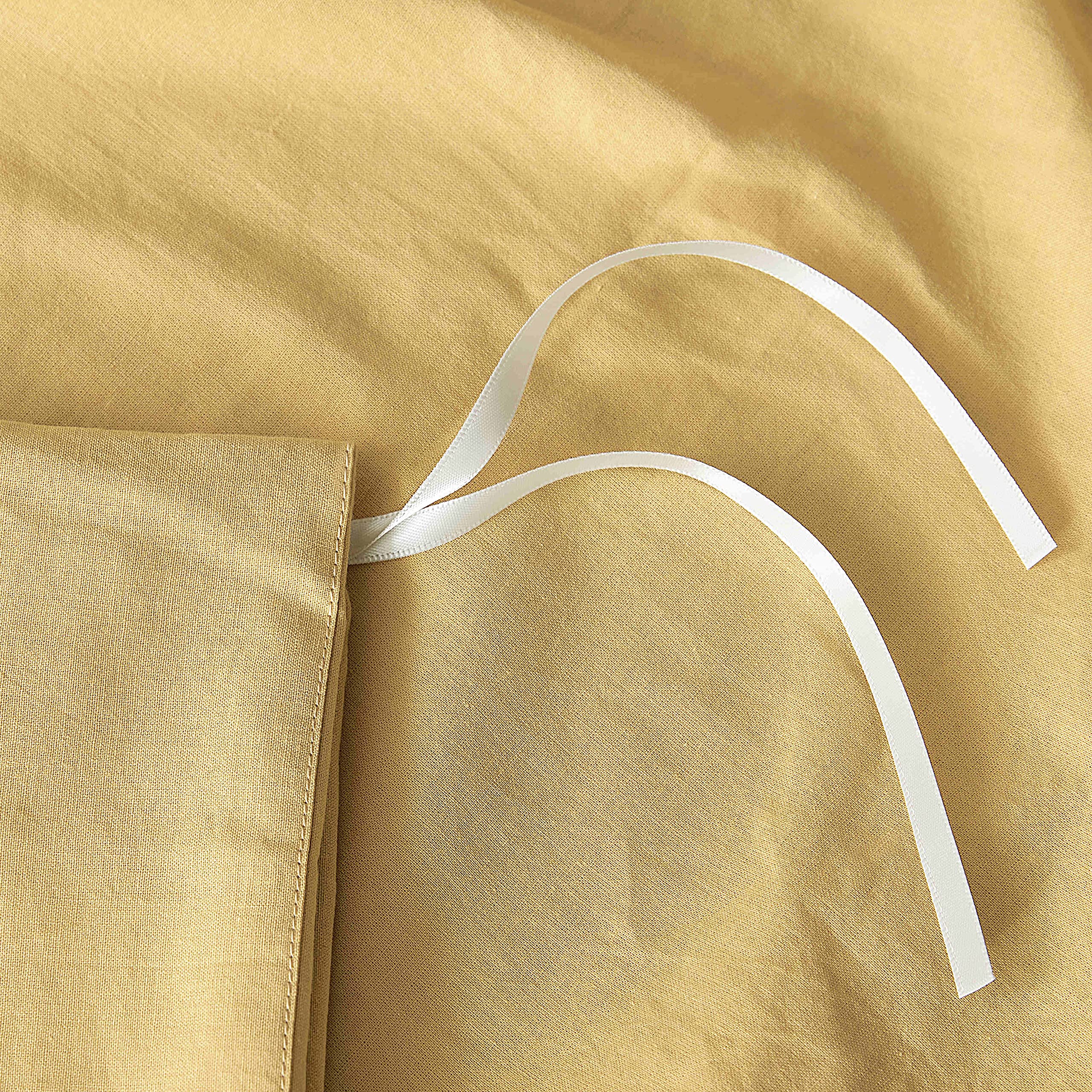 melingo Cotton Duvet Covers King Size, Mustard Yellow Quilt Cover, Soft, Cooling, Breathable Bedding Collection with Buttons Closure. 3 Pieces Solid Color (1 Comforter Cover + 2 Pillow Cases)