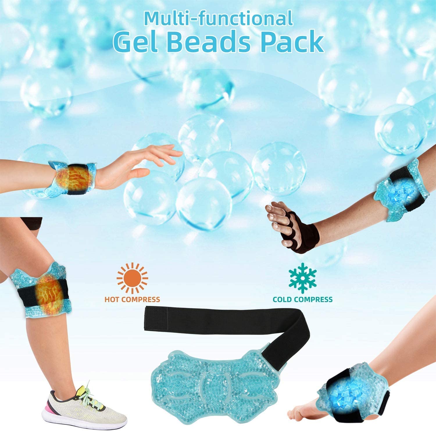 Ankle/Sport Foot Ice Therapy Wrap,Hot Cold Ice Gel Pack with Adjustable Brace for Sprained Ankles, Plantar Fasciitis, Achilles,tendonitis, and Swelling Feet,Microwaveable, Freezable and Reusable