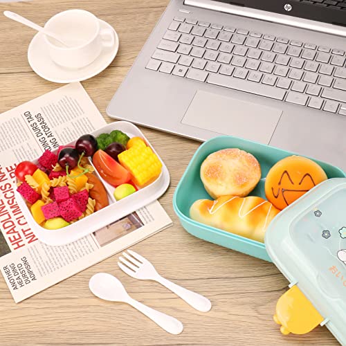 Generic Bento Box Lunch Set for Adults, Blue, Polypropylene, 2 Tiers, 3 Compartments, Spoon, Fork, Water Bottle